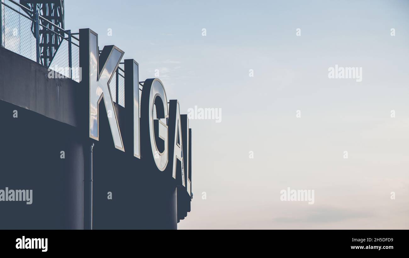 KIGALI, RWANDA - Nov 09, 2020: A close up side view shot of Kigali ...