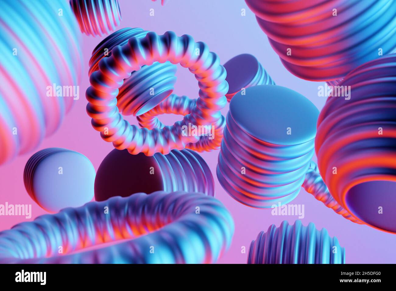 Close-up 3d monochrome illustration. Different geometric shapes: cube ...