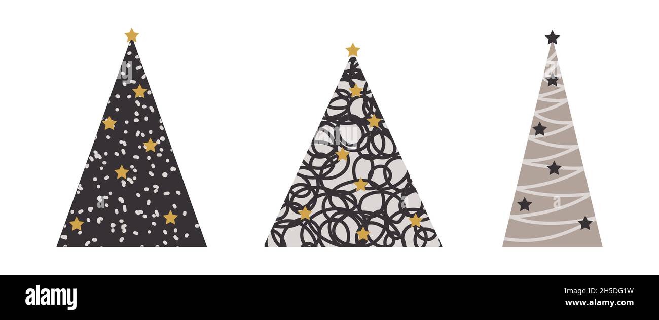 Collection of Christmas trees for decorations, holiday gifts, winter ...