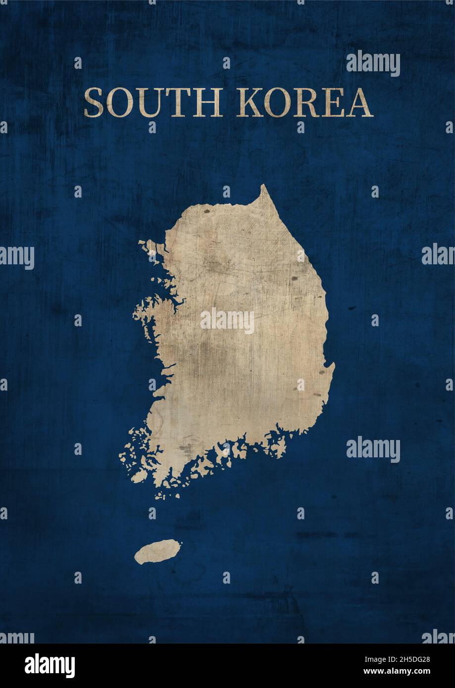 minimalist map and the name of South Korea design with grunge metal ...