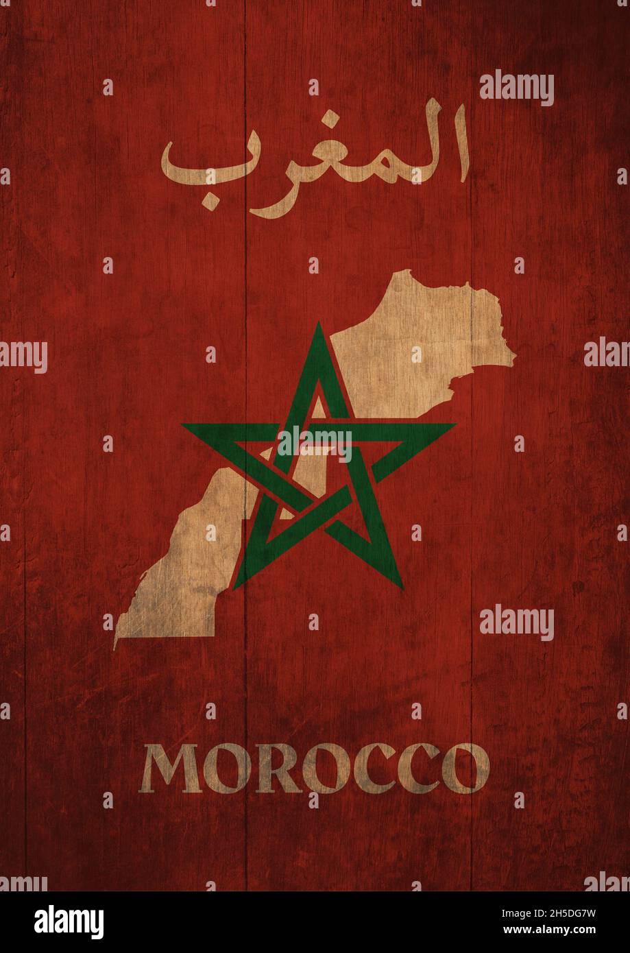moroccan Illustration with map country shape and flag with symbolic ...