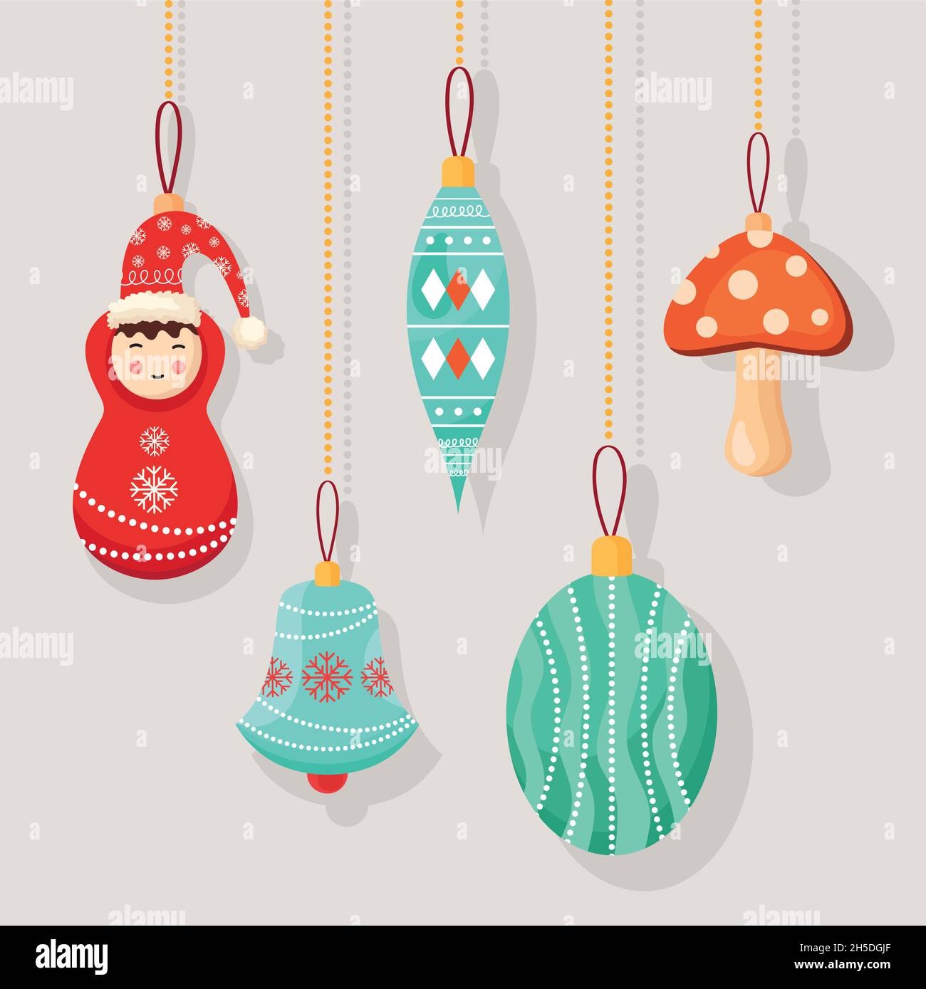 five christmas decorations icons Stock Vector Image & Art - Alamy