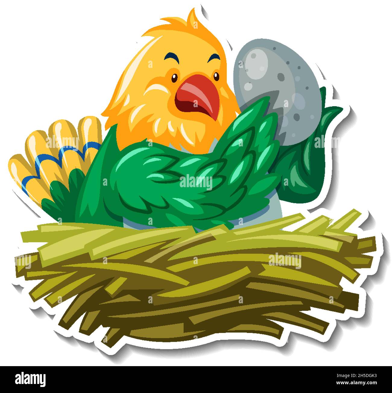 Mother bird with her egg in the nest illustration Stock Vector Image ...