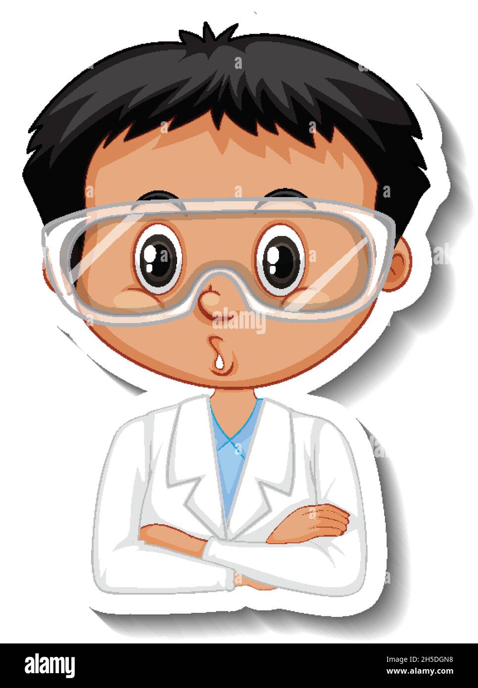 Scientist boy cartoon character sticker illustration Stock Vector Image ...