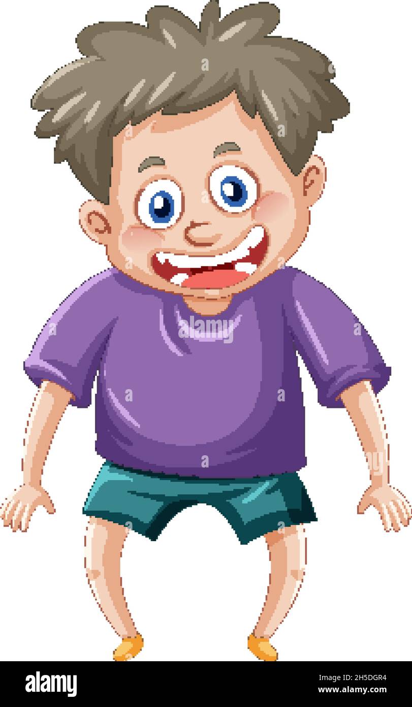 A boy wears purple t-shirt on white background illustration Stock ...