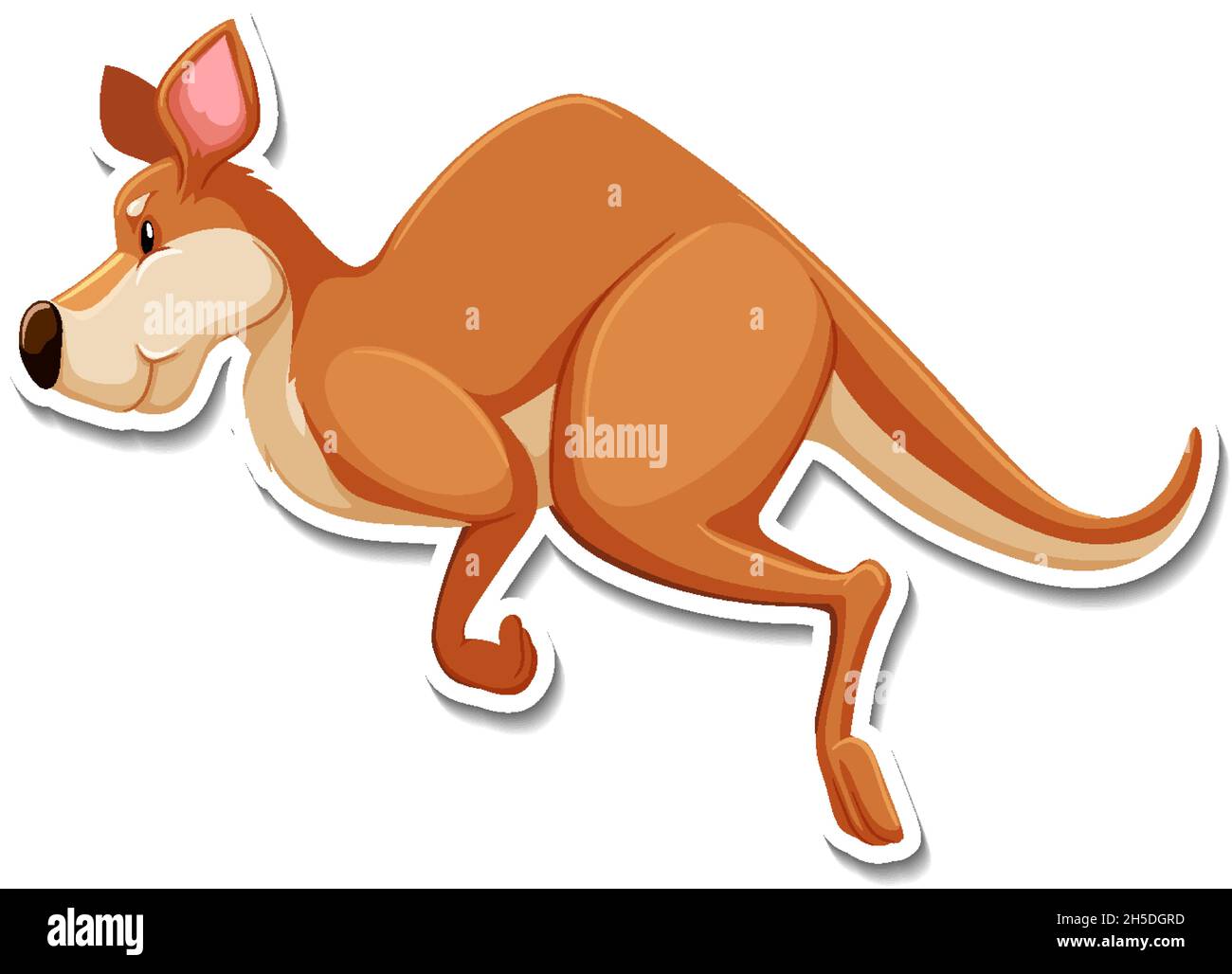 Side view of kangaroo cartoon character sticker illustration Stock ...