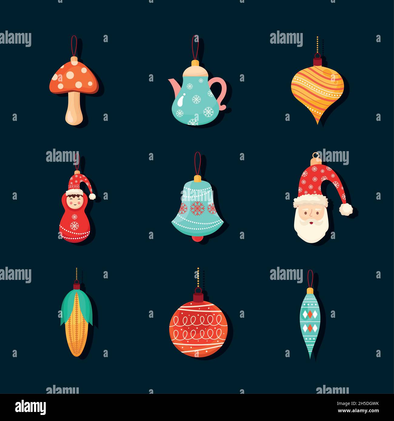 nine christmas decorations icons Stock Vector Image & Art - Alamy
