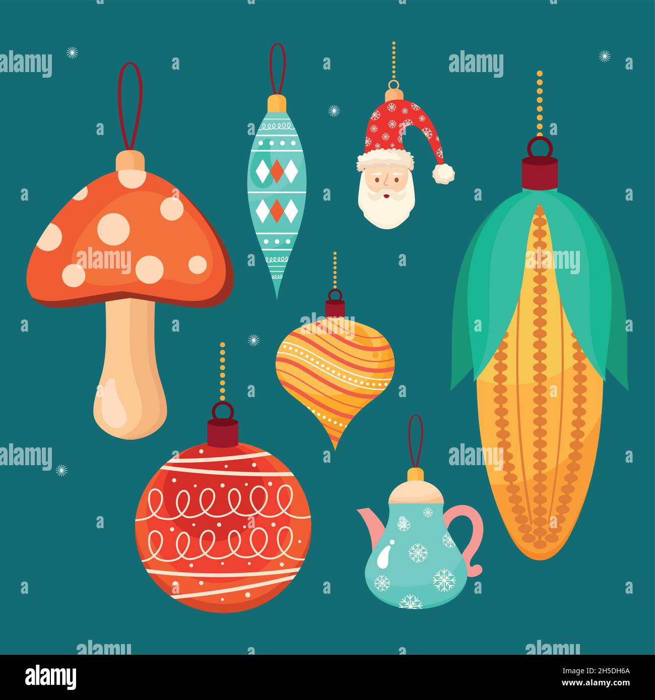 seven christmas decorations icons Stock Vector Image & Art - Alamy