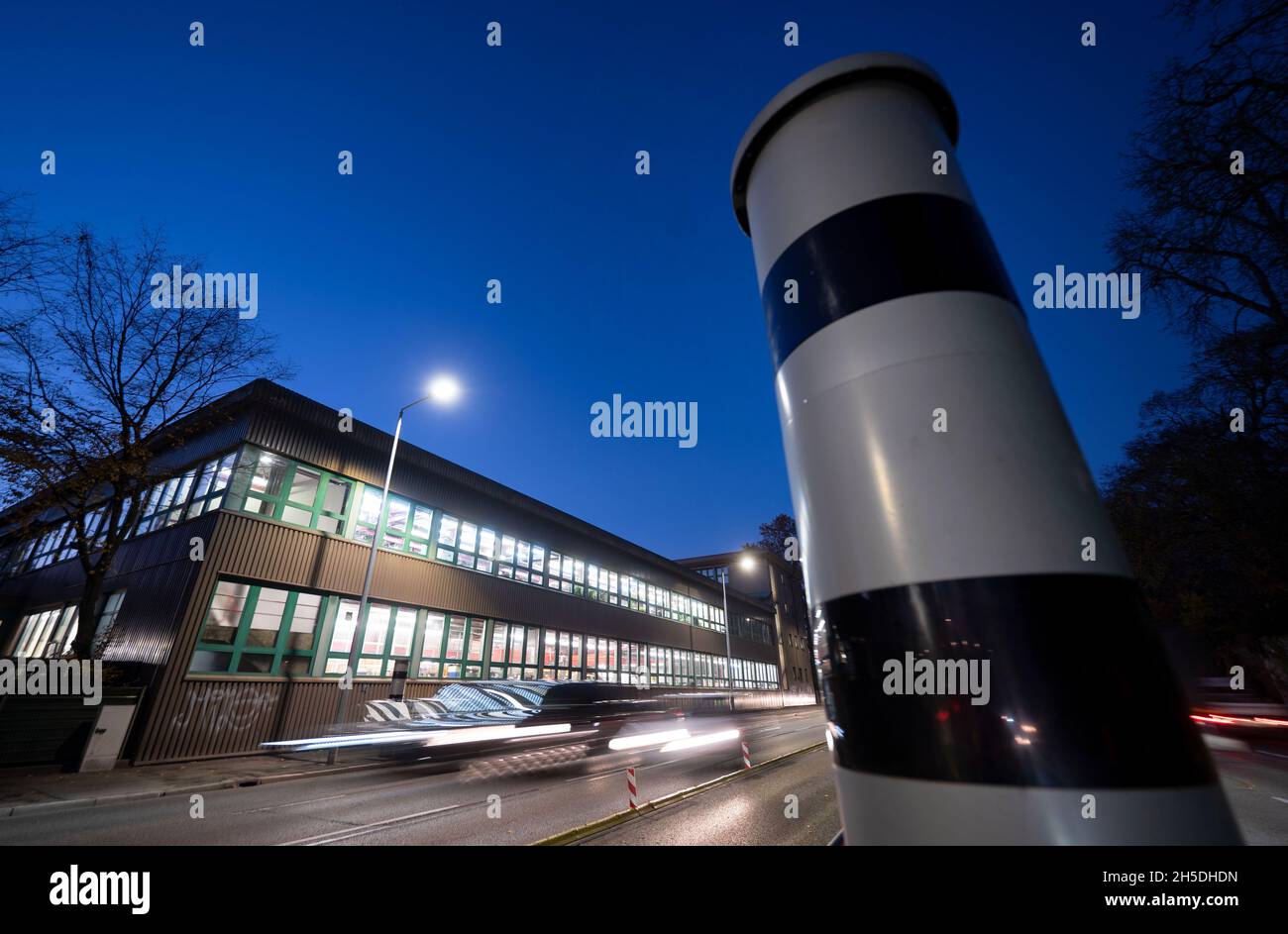 Stuttgart, Germany. 09th Nov, 2021. A speed trap stands on a street in ...