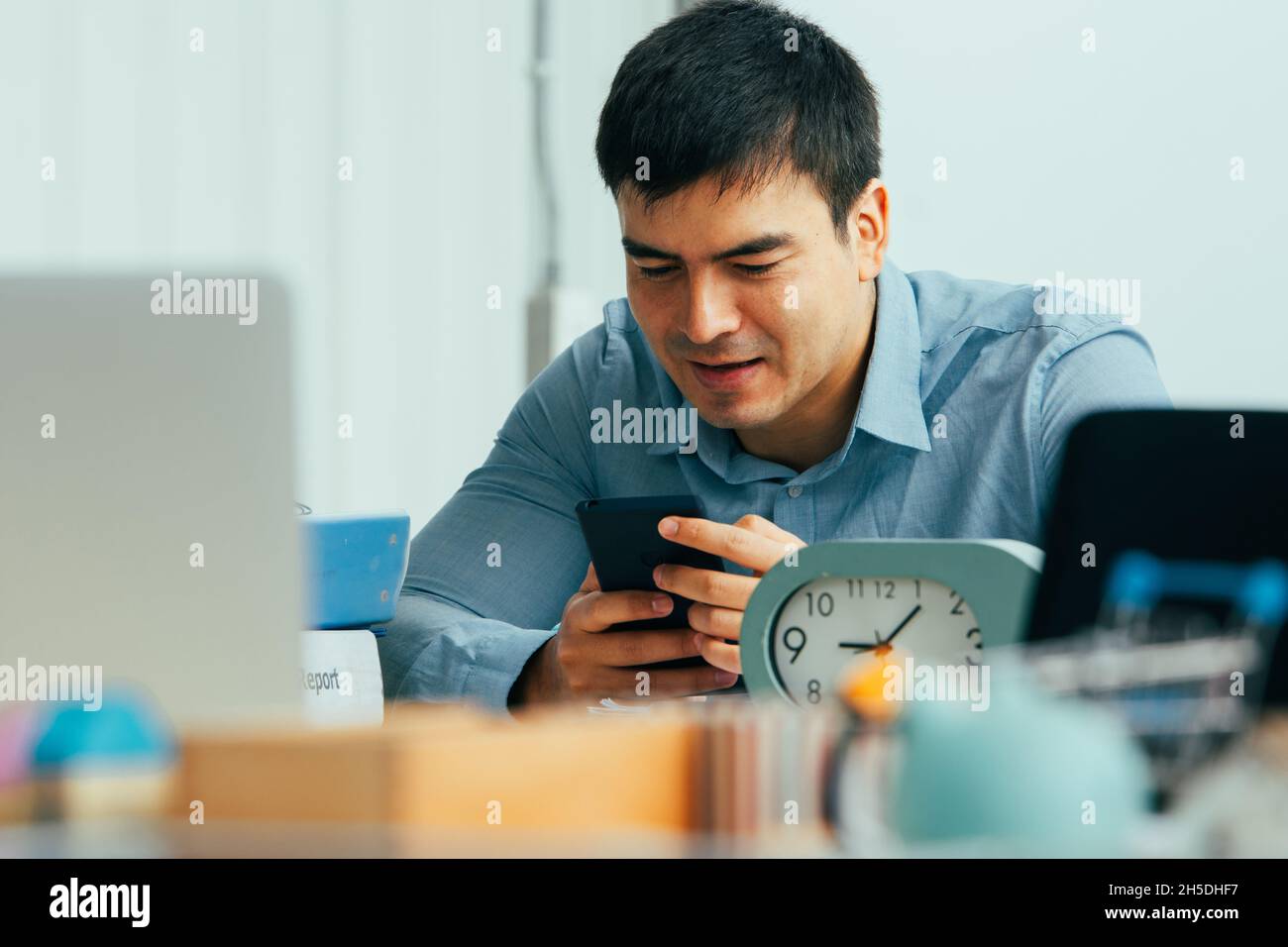 Man trading online on mobile smartphone trade stock market Stock Photo ...