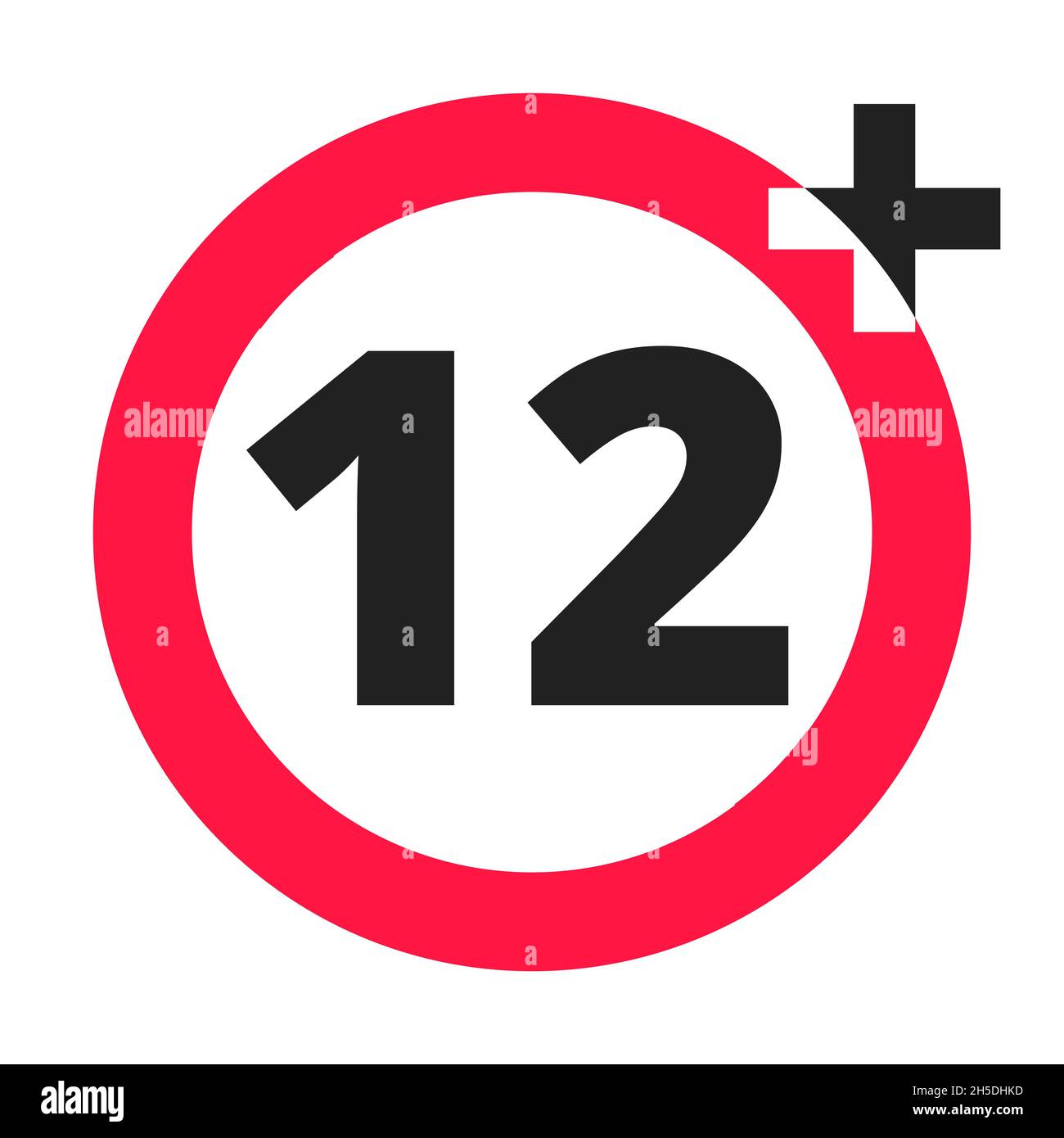 Over 12 plus forbidden round icon sign vector illustration Stock Vector ...