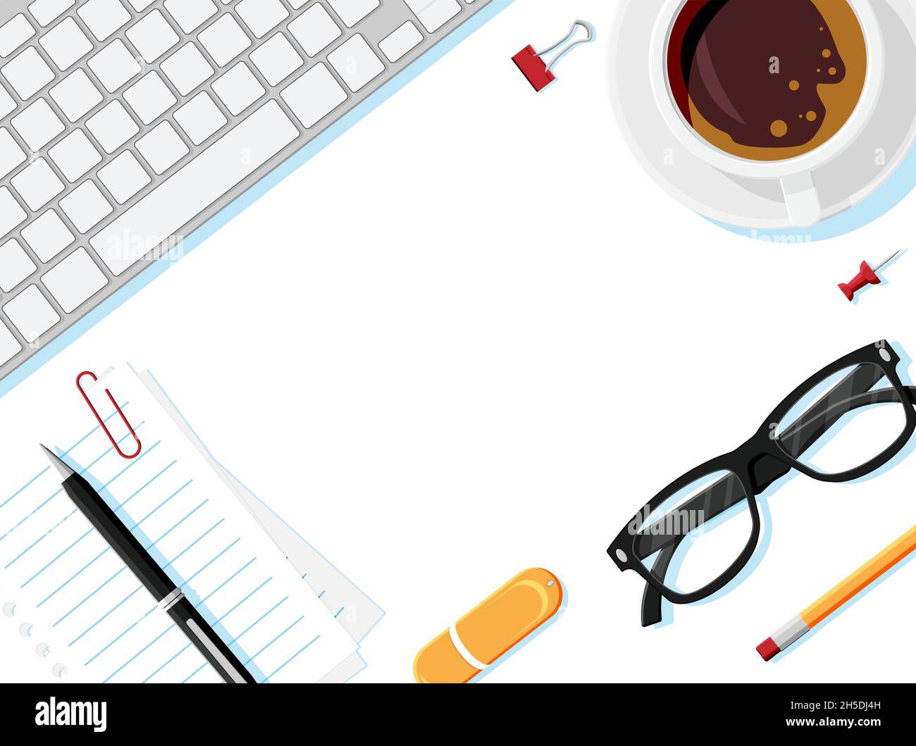Desk with Office Supplies on White Background Stock Vector Image & Art ...