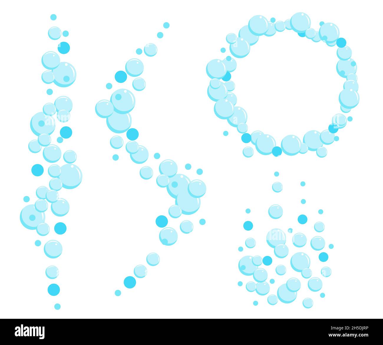 Bubbles of fizzy drink, air or soap. Vertical streams of water. Cartoon ...