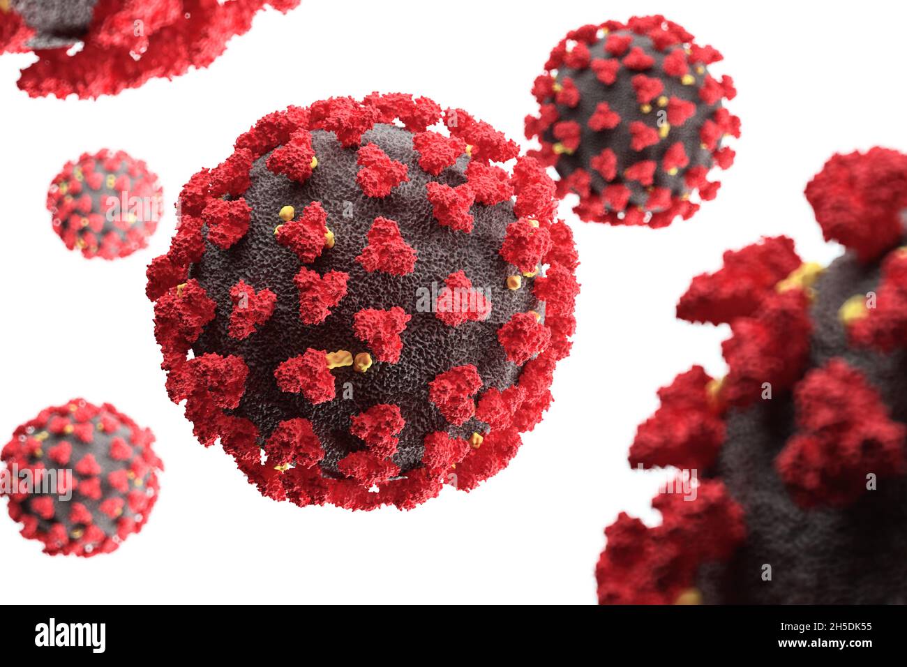 Visualization of the SARS-CoV-2 virus (COVID19). An illustration of a ...