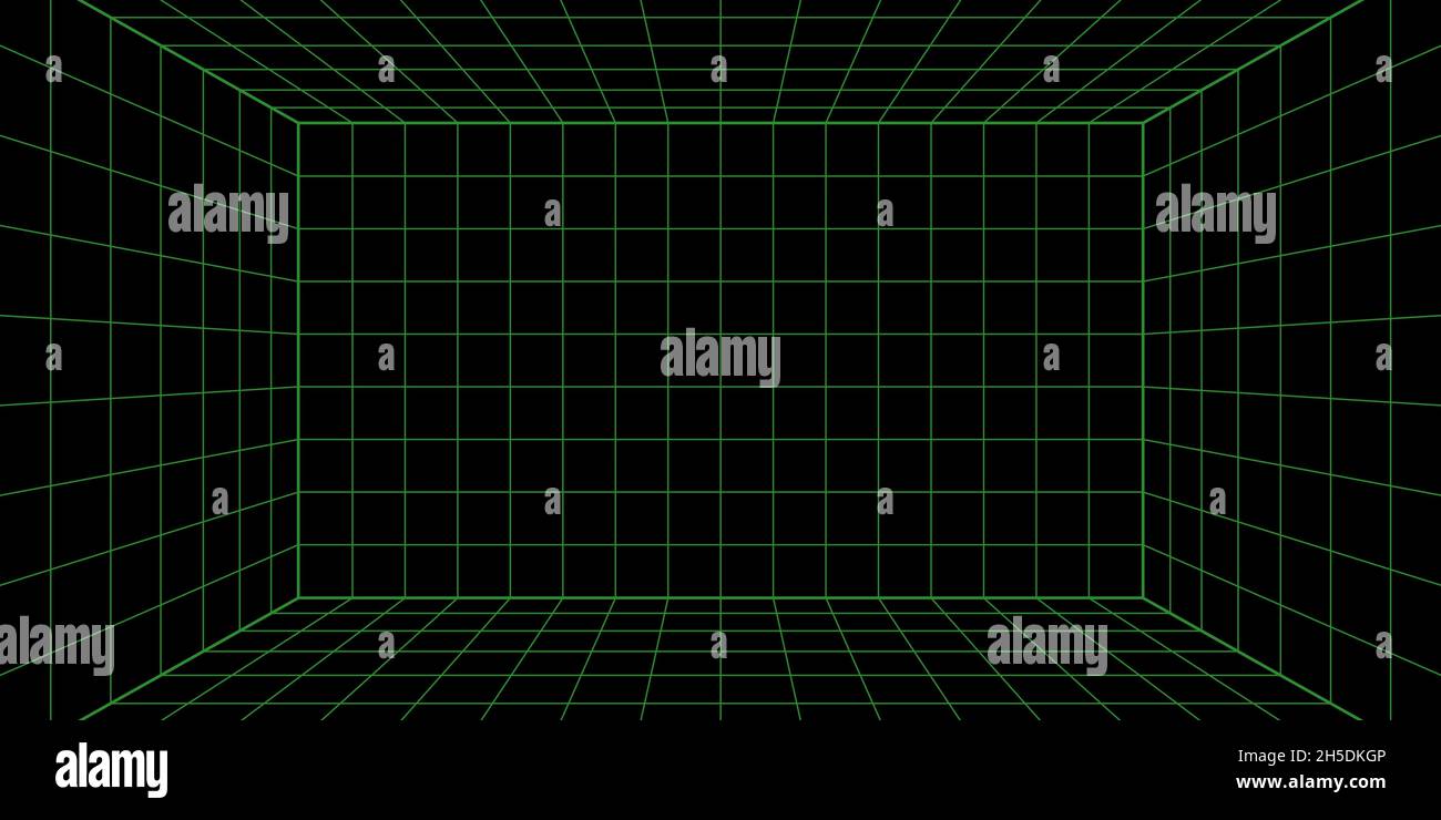 3d wireframe grid room. 3d perspective laser grid 16 9.. Cyberspace ...