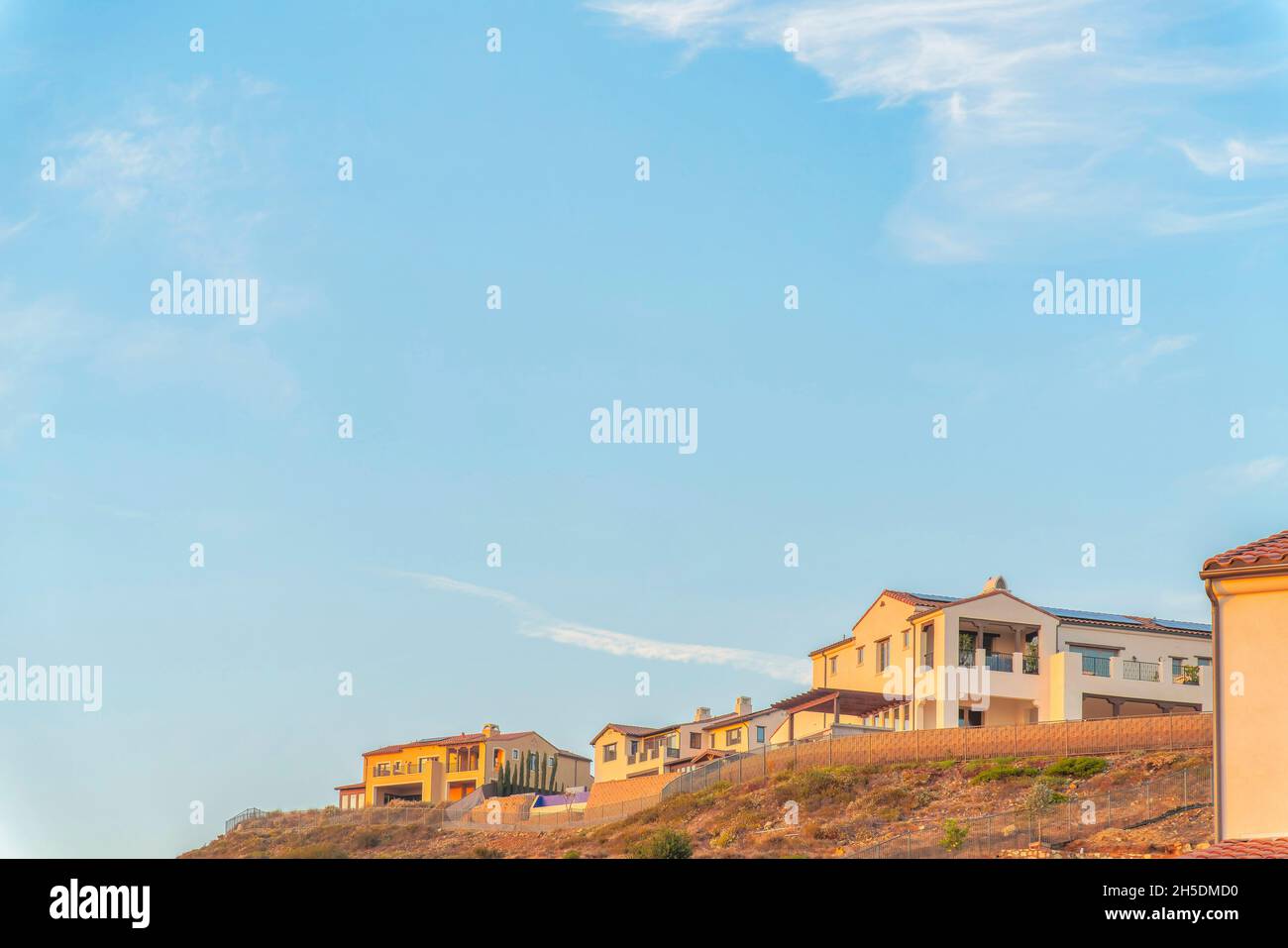 Residential buildings on the slope with terraced balconies hi-res stock ...