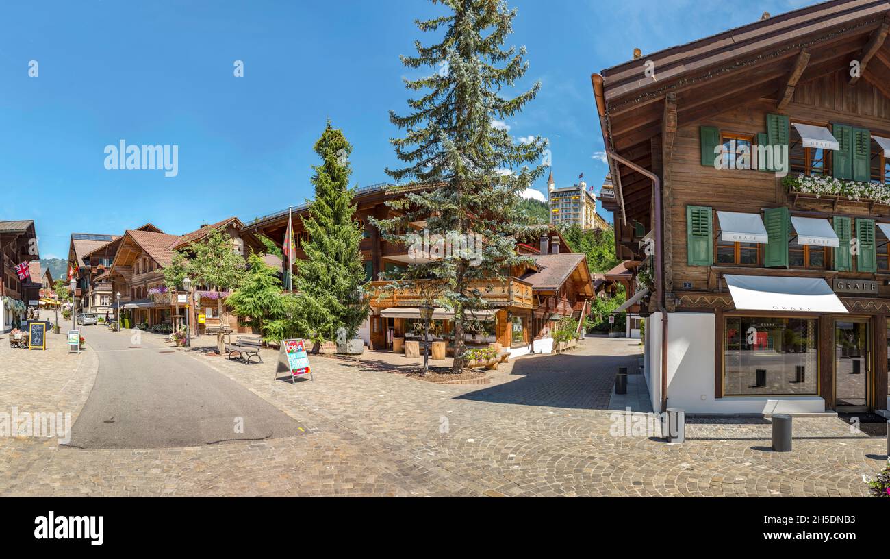 Shops in chalet-style at the Promenade *** Local Caption *** Gstaad ...
