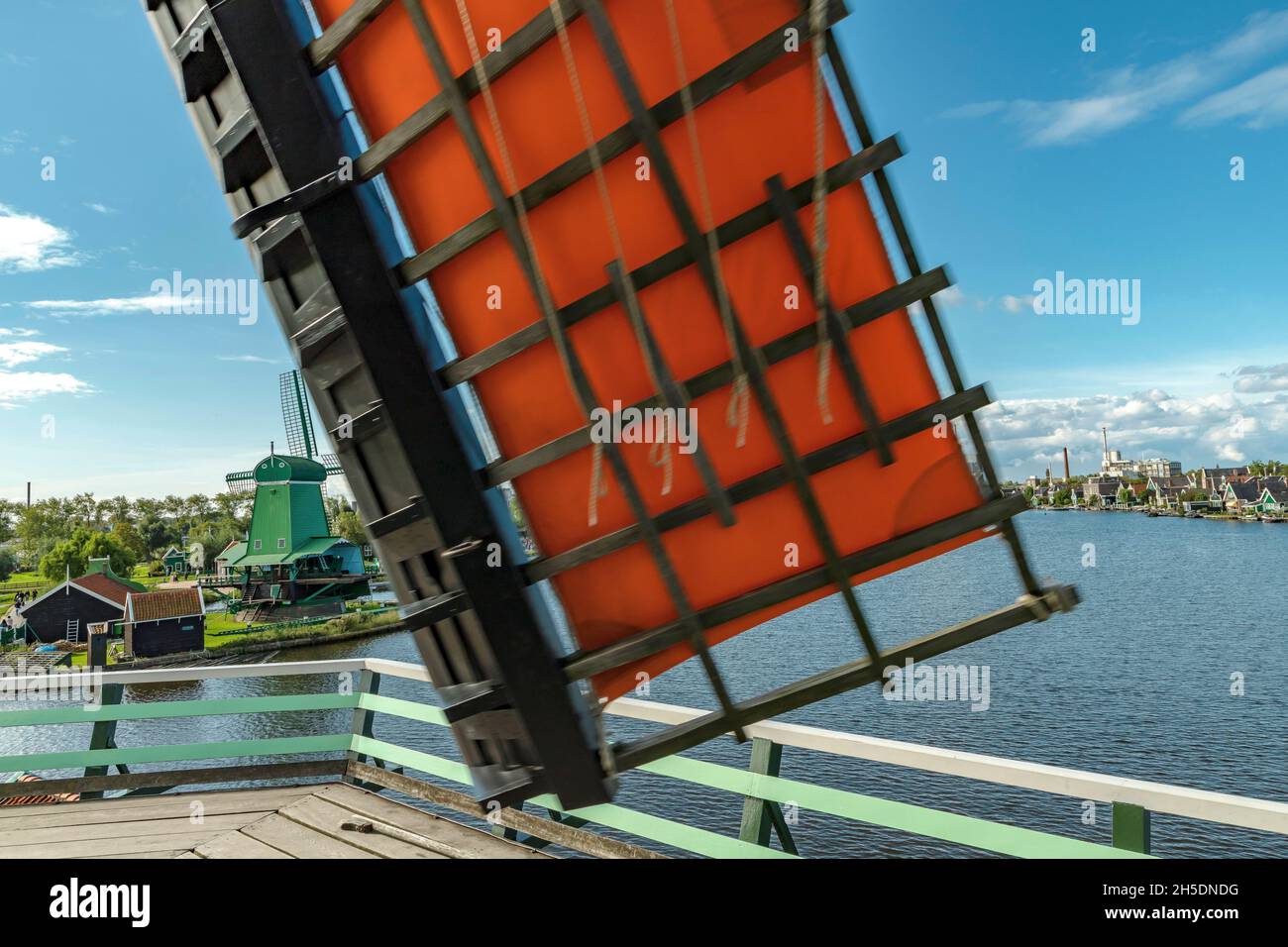 Windmill-wing with red sail, windmills along the river Zaan *** Local ...