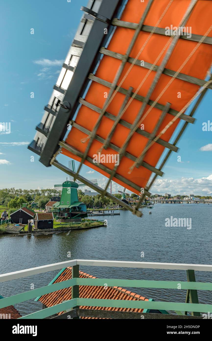 Windmill-wing with red sail, windmills along the river Zaan *** Local ...