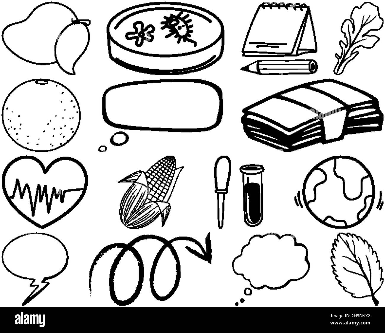 Set of item and symbol hand drawn doodle illustration Stock Vector ...
