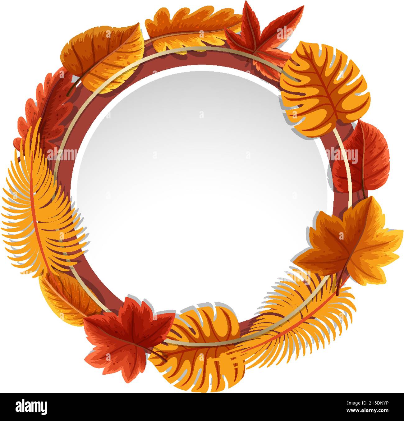 Round frame with autumn foliage illustration Stock Vector Image & Art ...