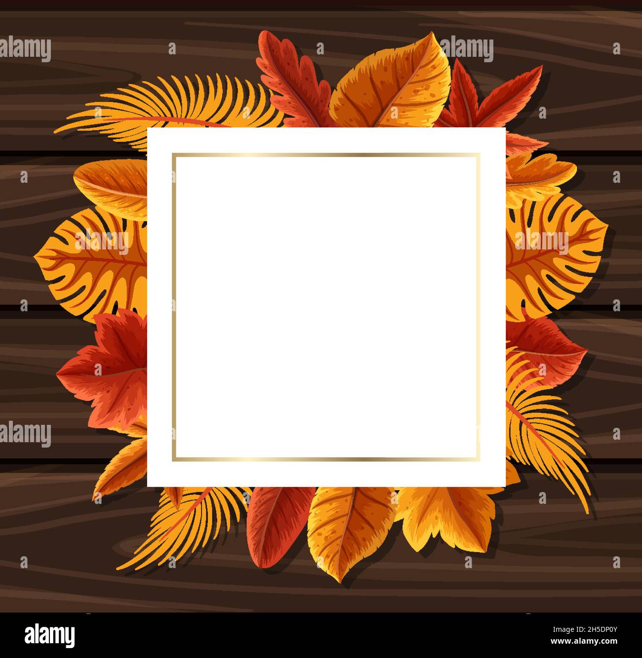 Square frame with autumn foliage illustration Stock Vector Image & Art ...