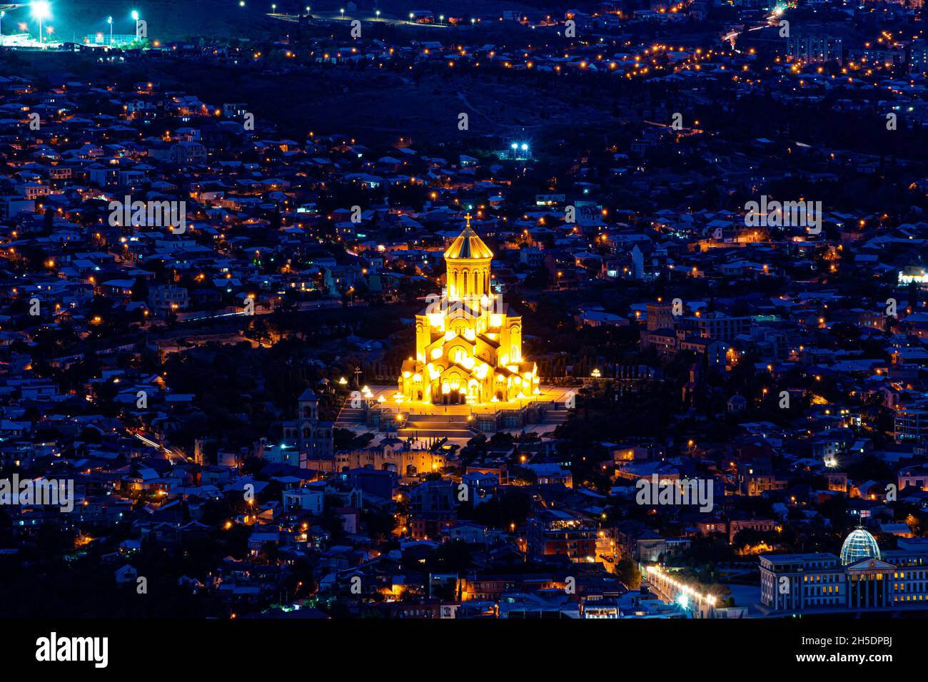 September 02, 2021 - Tbilisi, Georgia: Beautiful panoramic night view ...