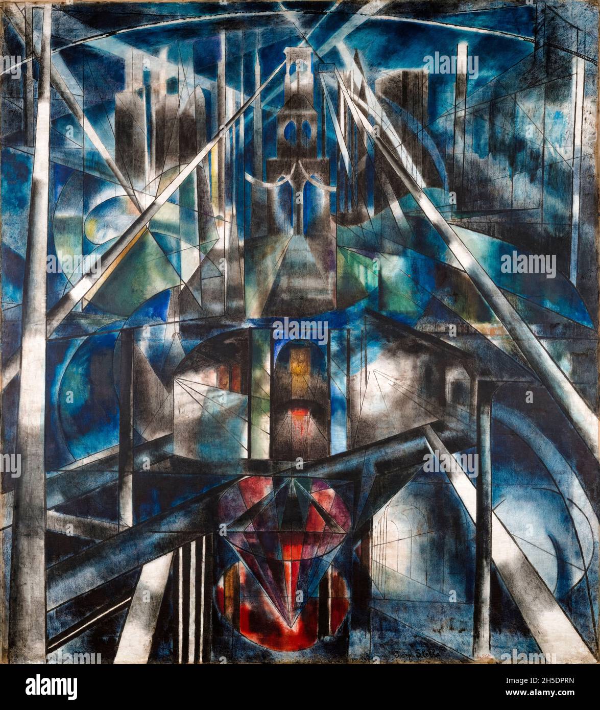 Joseph Stella, abstract painting, Brooklyn Bridge, 1919-1920 Stock ...
