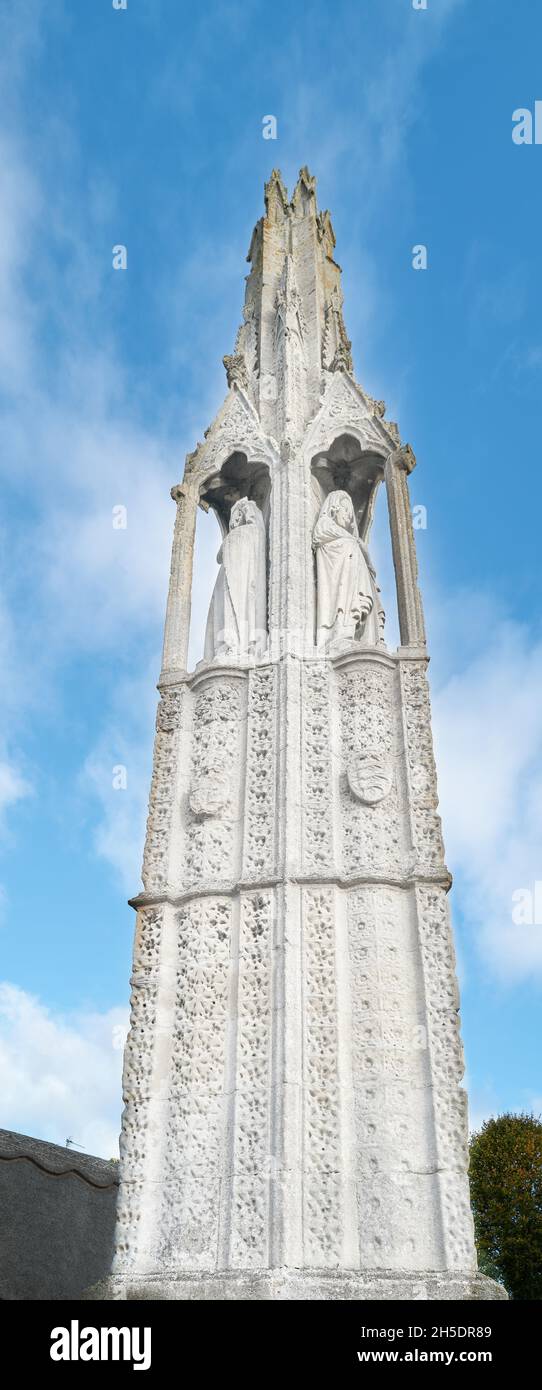 The triangular Eleanor cross, built by king Edward I at Geddington ...