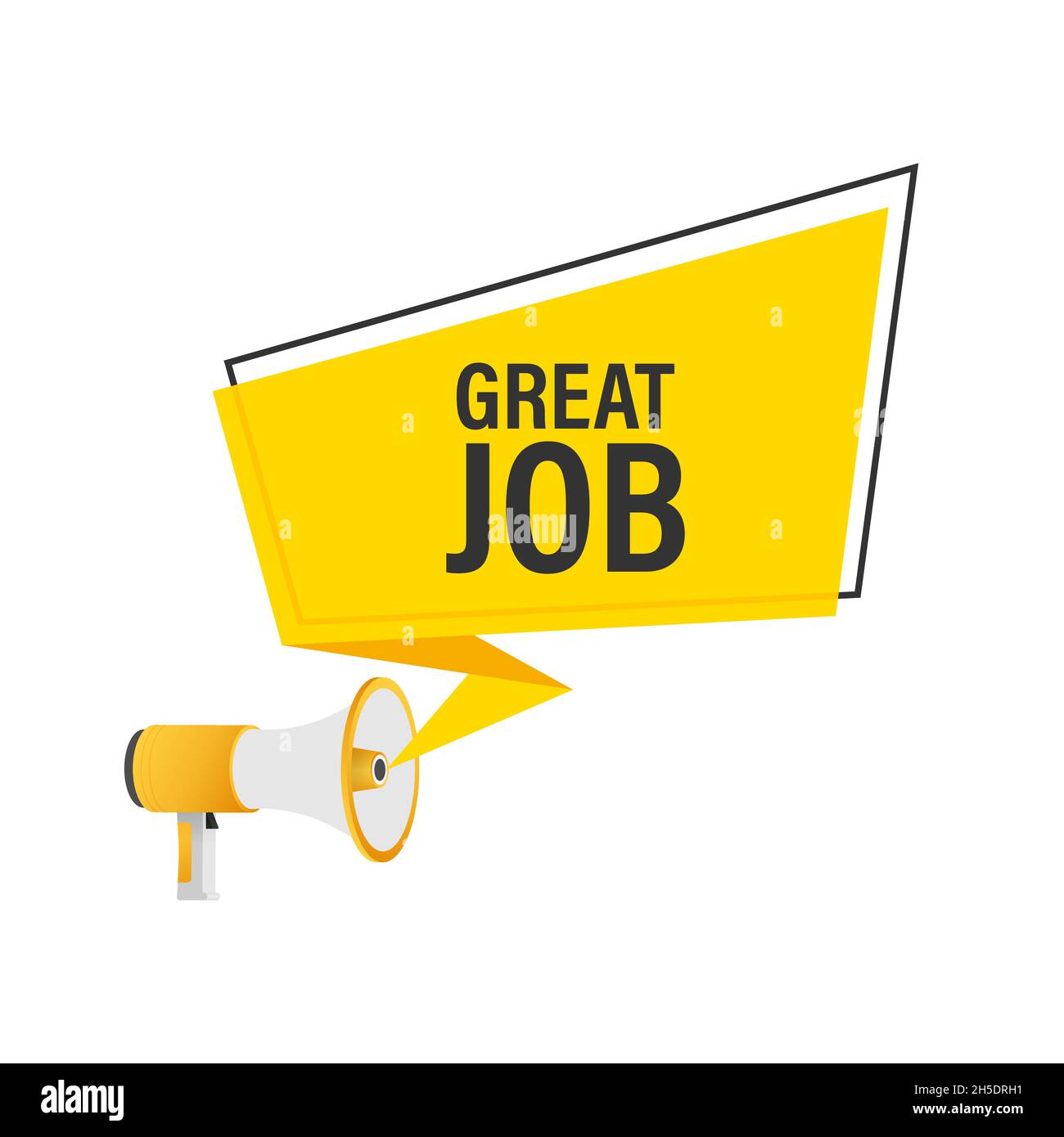 Hand Holding Megaphone with Great job. Megaphone banner. Web design ...