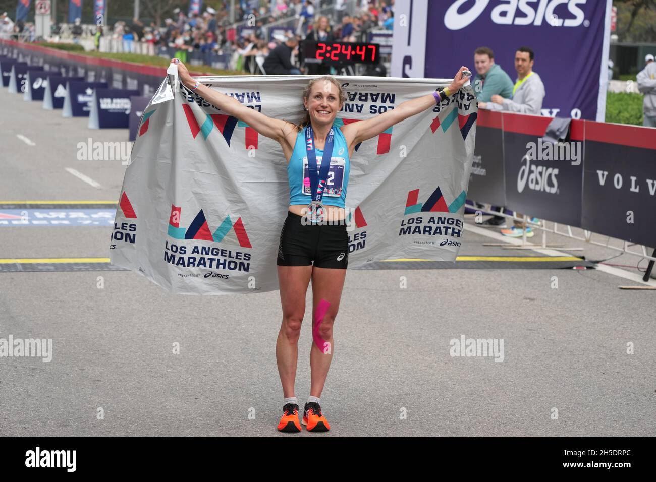 Natasha Cockram (GBR) wins the women's race in 2:33:17 celebrates after ...