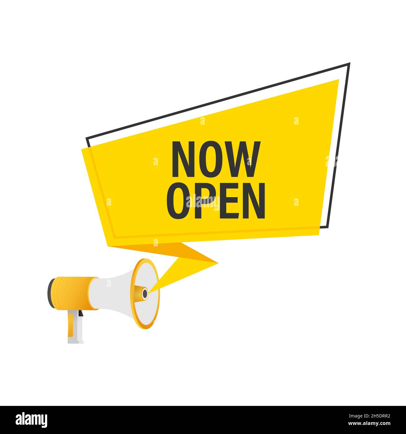 Megaphone with now open. Megaphone banner. Web design. Vector stock ...