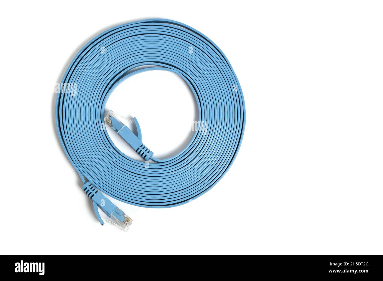 Internet cable is blue on white background isolate.Internet ...