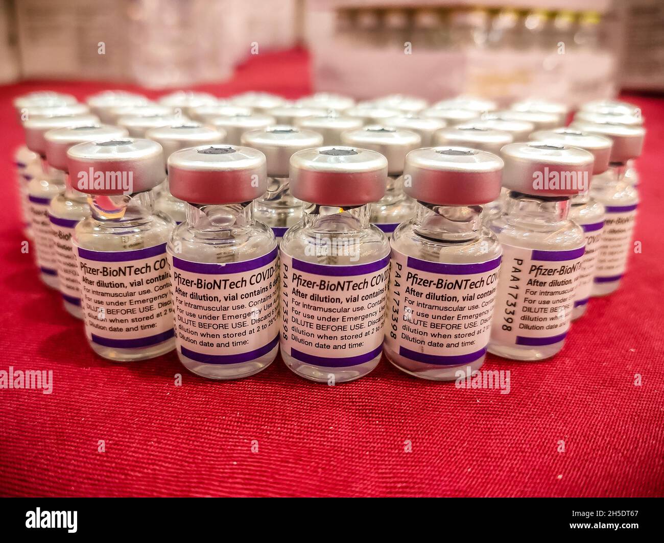 Barishal, Barishal, Bangladesh. 9th Nov, 2021. Vials of Pfizer ...