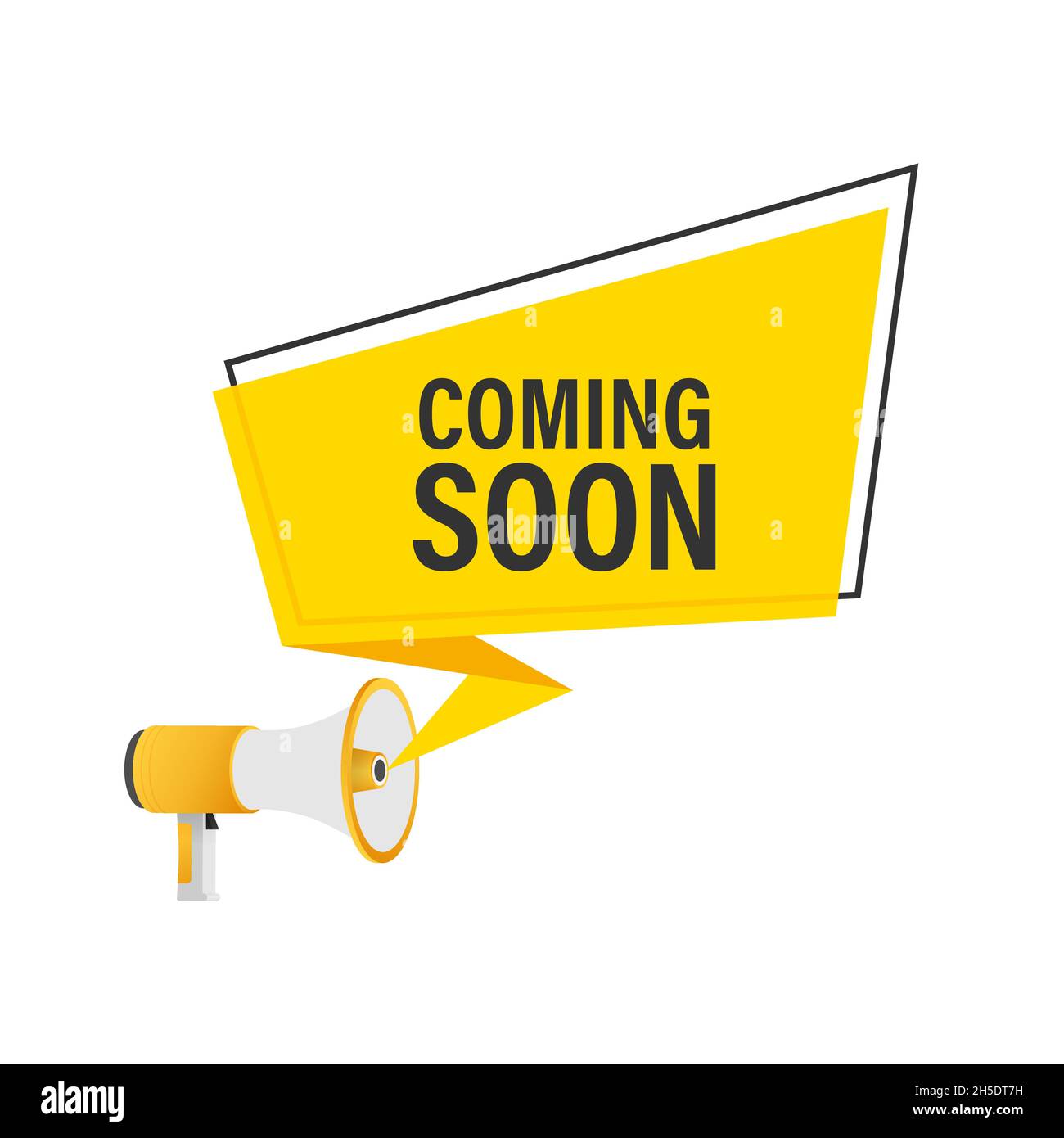 Megaphone label with coming soon. Neon style. Megaphone banner. Web ...