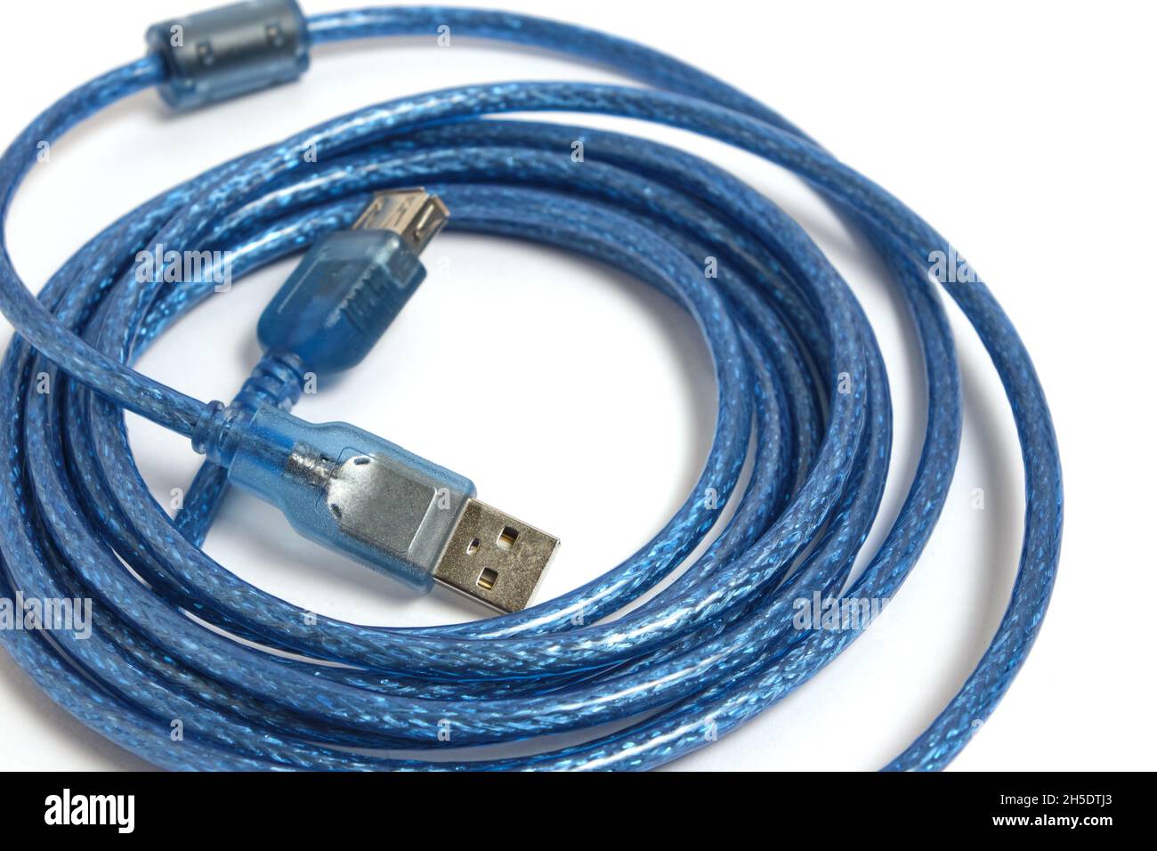 USB cable is blue on a white background Stock Photo - Alamy