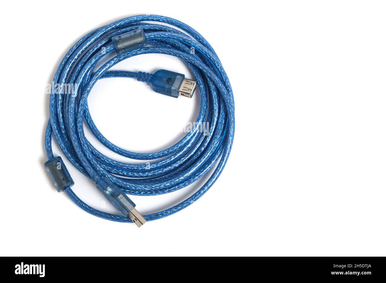 USB cable is blue on a white background Stock Photo - Alamy