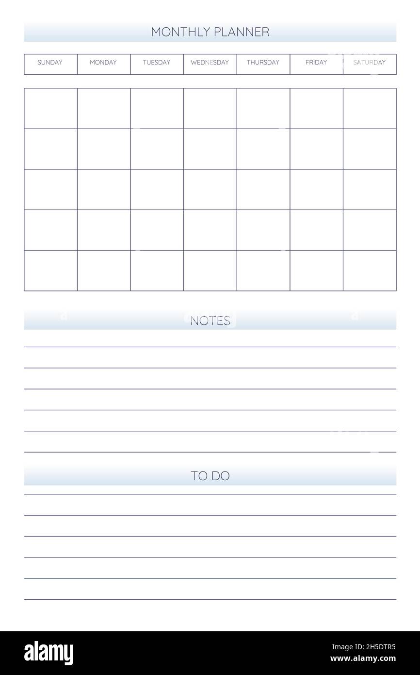 monthly personal planner diary template in classic strict style ...