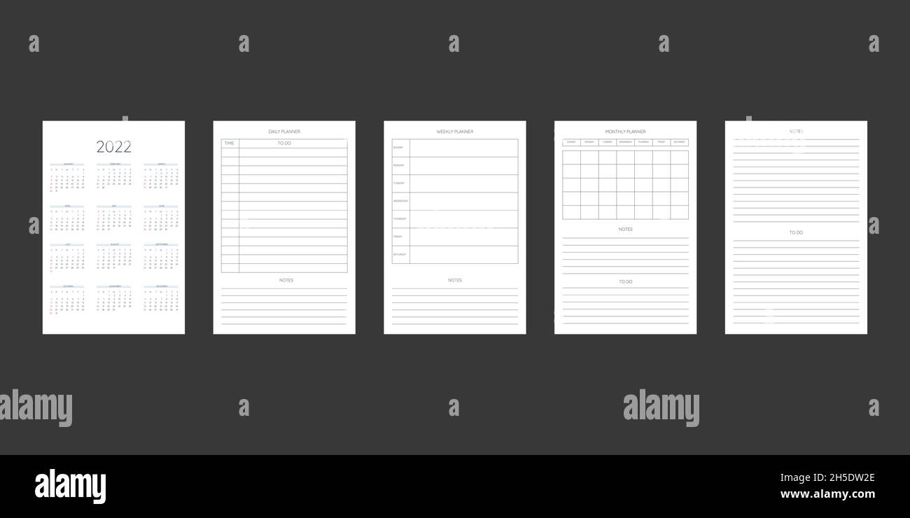 2022 calendar and daily weekly monthly personal planner diary template ...