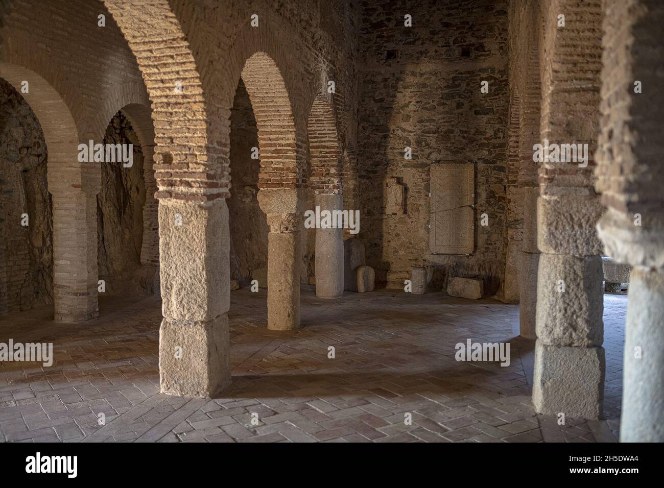 Interior columns of the famous old historic Almonaster la Real Mosque ...