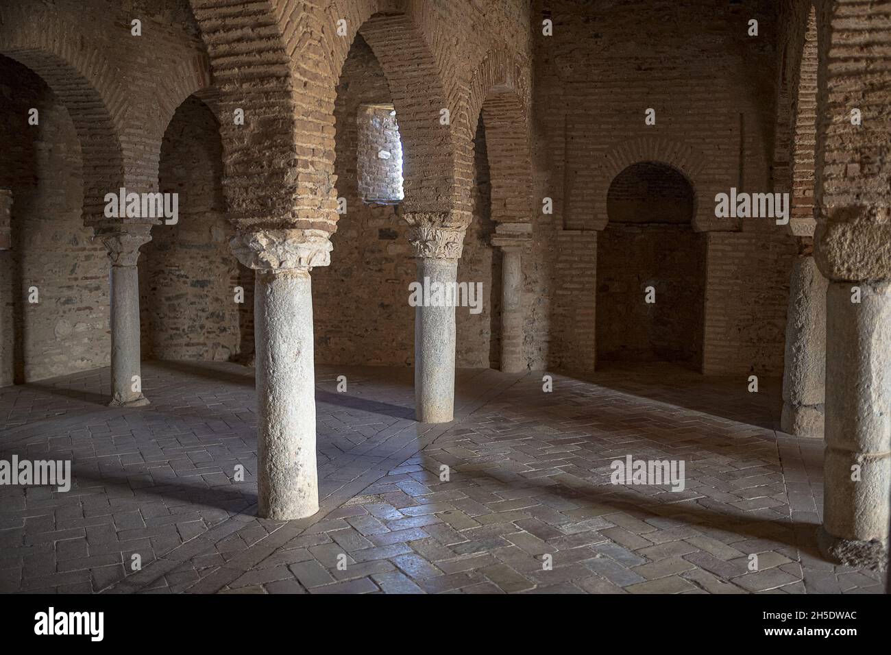 Interior columns of the famous old historic Almonaster la Real Mosque ...