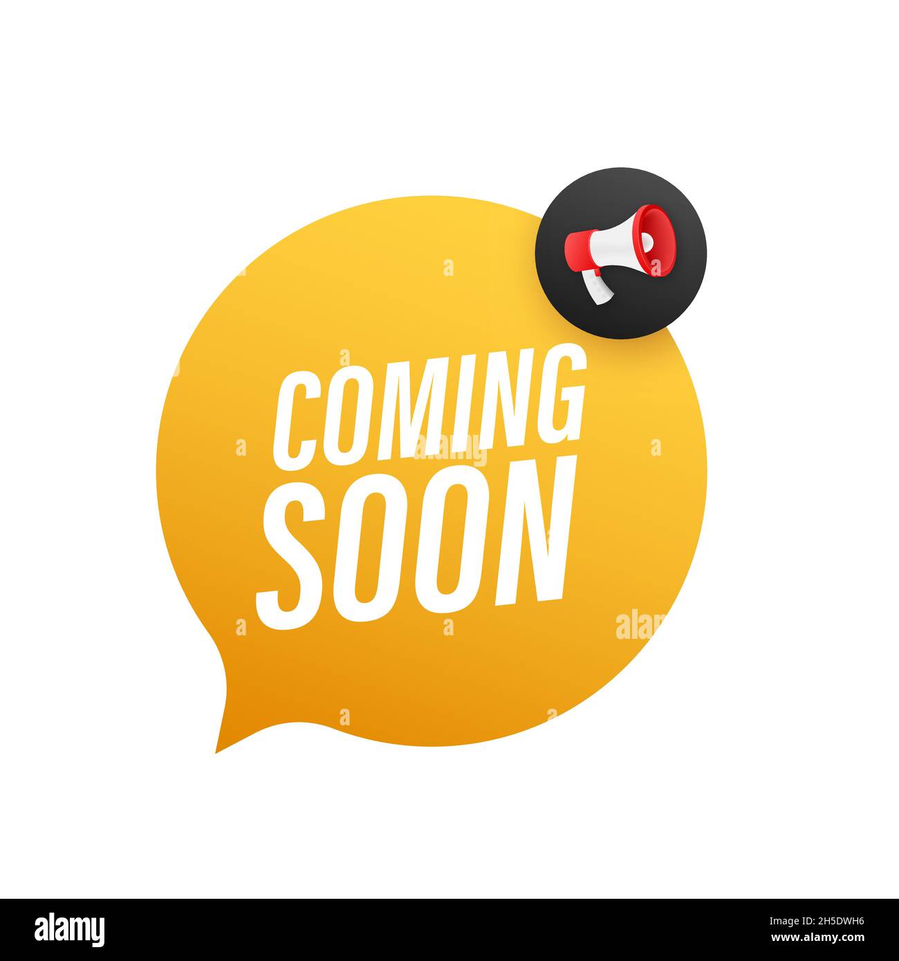 Megaphone label with coming soon. Neon style. Megaphone banner. Web ...