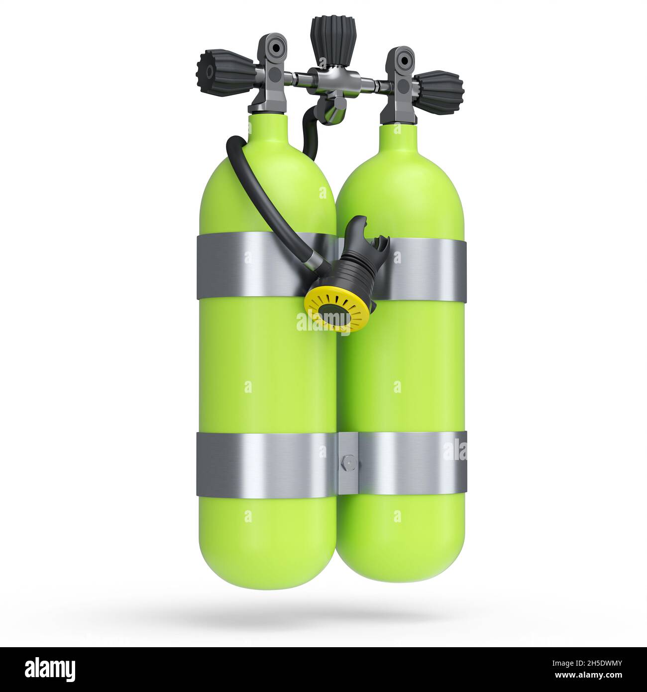 Green diving tanks or balloons full oxygen for snorkeling isolated on a ...