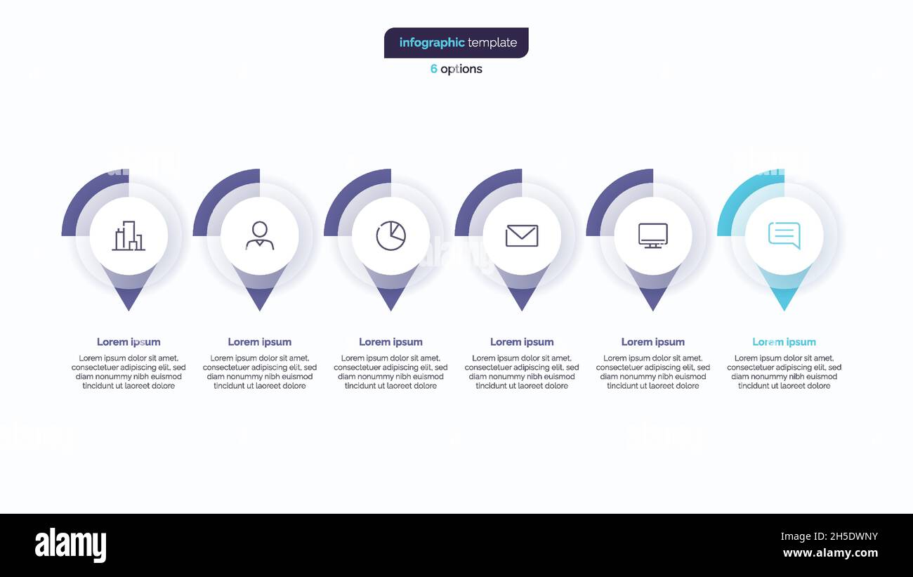 Six step business infographic design template. Vector illustration ...