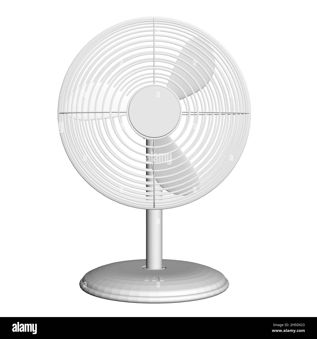 Desktop cooling fan isolated on a white background. Front view. 3D ...