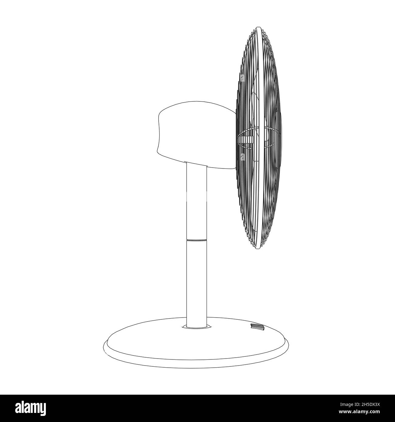 Outline of a tabletop cooling fan from black lines isolated on a white ...