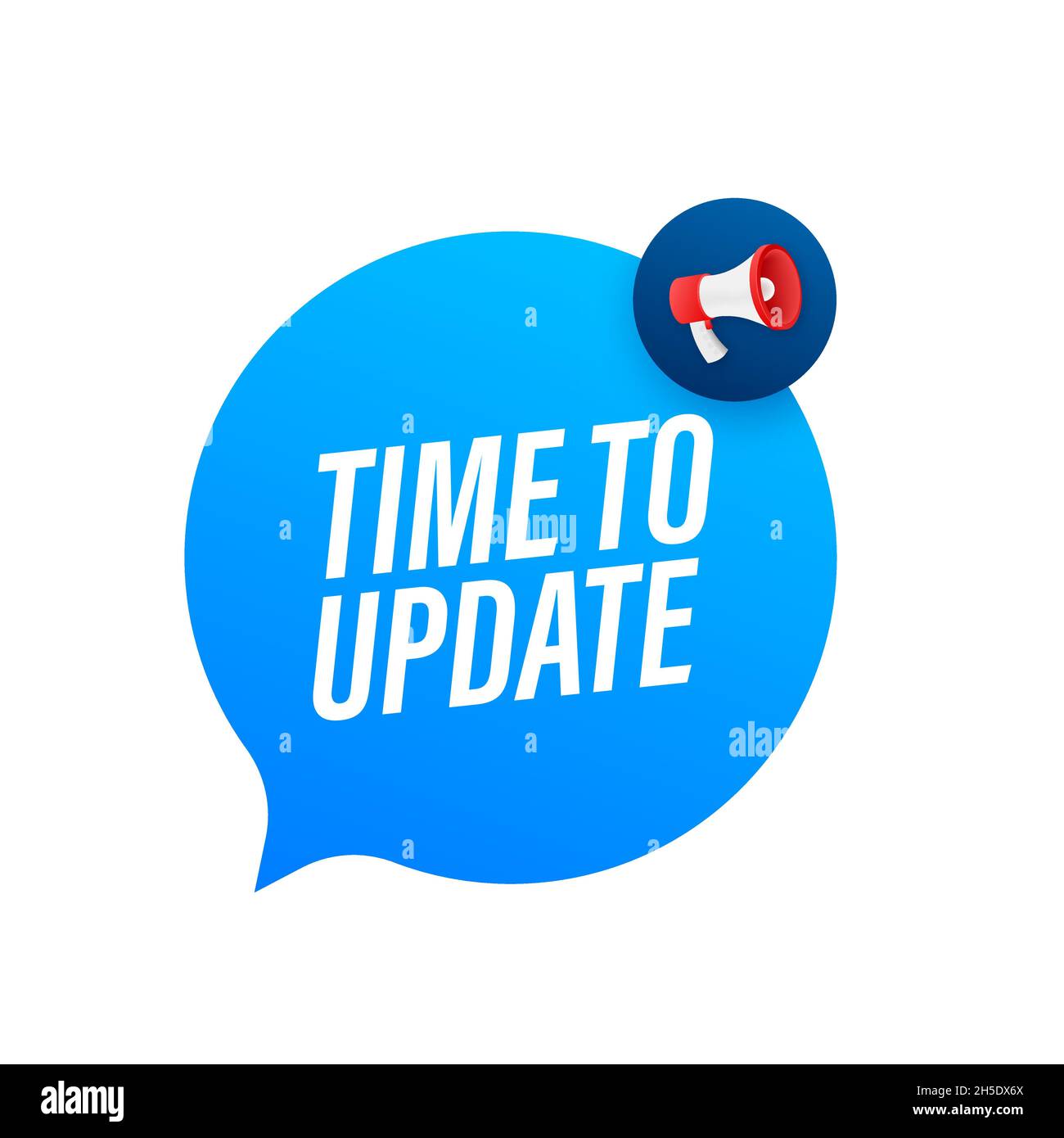 Hand Holding Megaphone with Time to update. Megaphone banner. Web ...