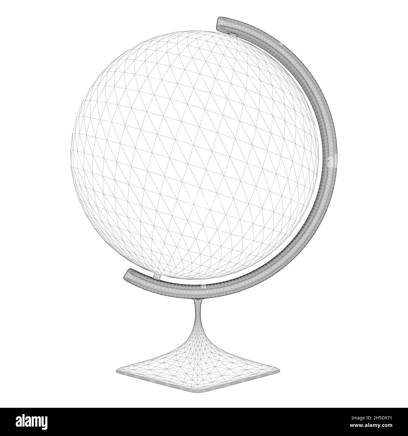 Globe Wireframe From Black Lines Isolated On White Background Front View 3d Vector