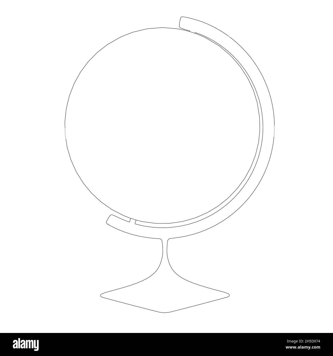 Globe contour from black lines isolated on white background. Front view ...