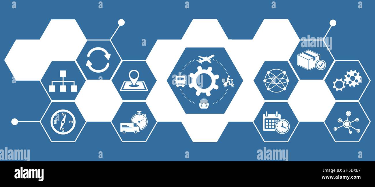 Concept of transportation with connected icons Stock Photo - Alamy